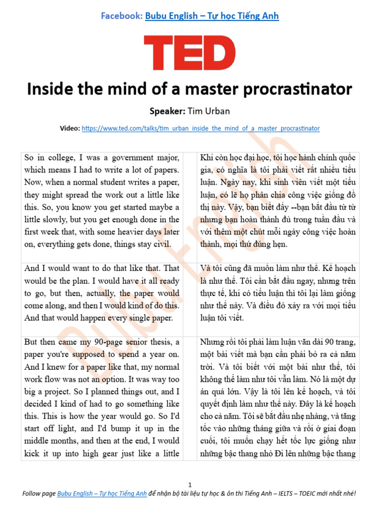 Inside The Mind of A Master Procrastinator | PDF