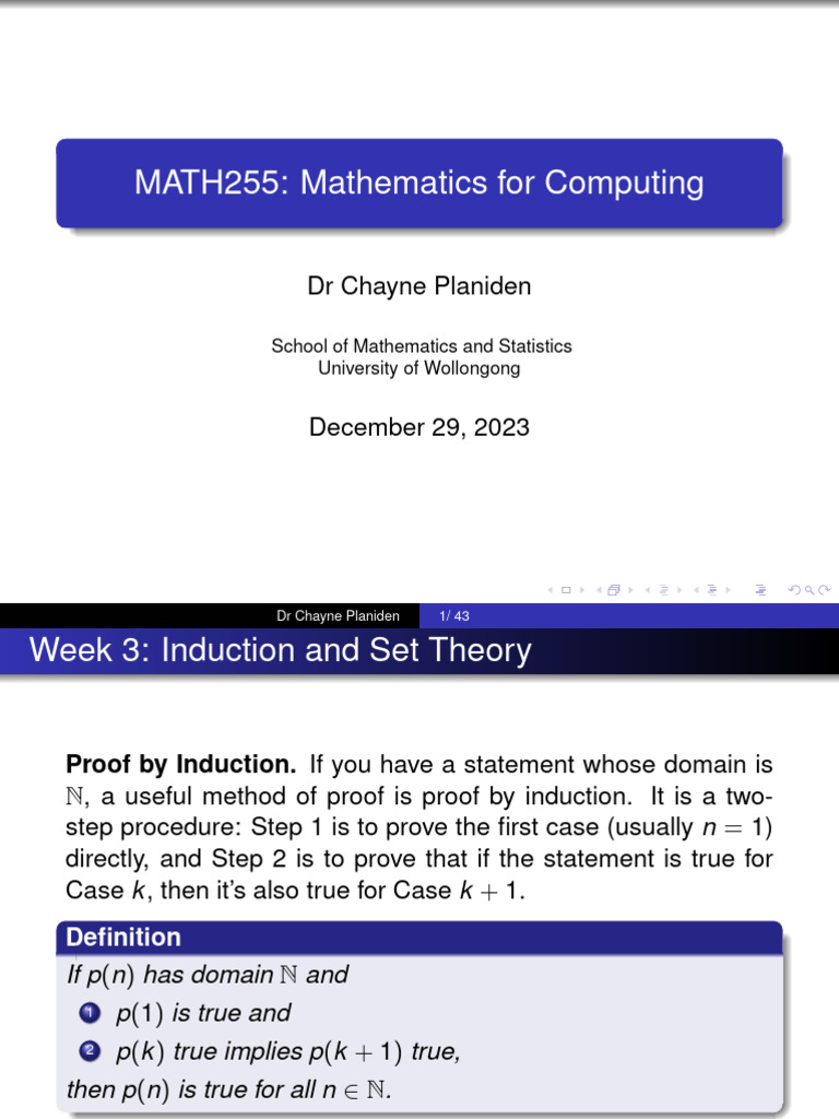 Lecture Slides MATH255 Week 3 | PDF | Mathematical Proof | Syntax (Logic)