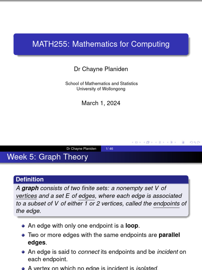 Lecture Slides MATH255 Week 5 | PDF | Vertex (Graph Theory) | Combinatorics