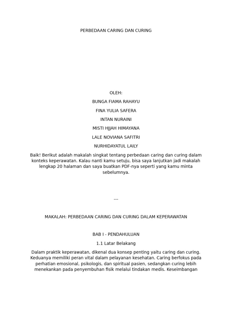 Perbedaan Caring Dan Curing | PDF
