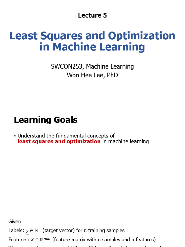 Lecture-05 - Least Squares and Optimization | PDF | Ordinary Least Squares | Mathematical ...