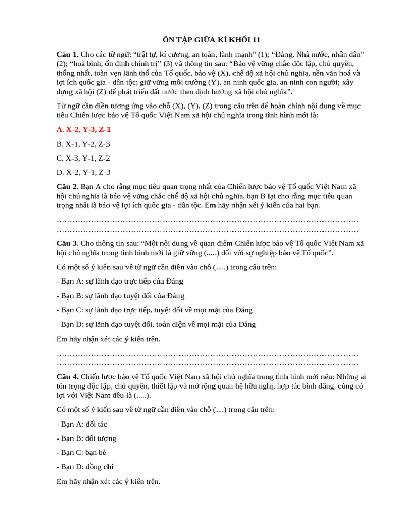 GDQP 11 Có Đáp Án | PDF