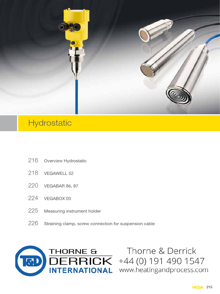VEGA-Hydrostatic-Level-Sensors | PDF | Pressure Measurement