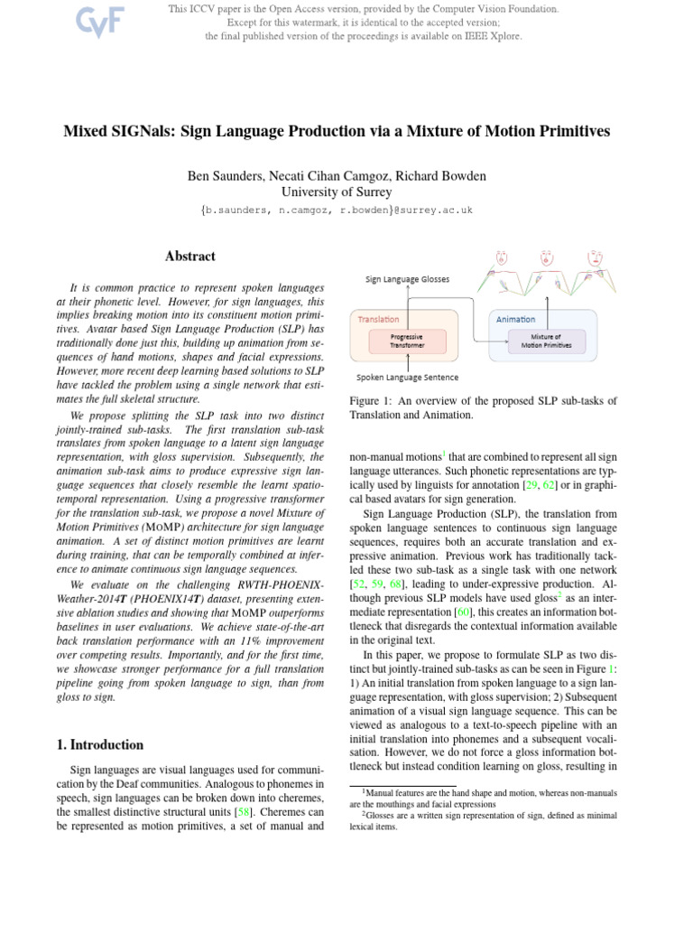Sign Language Production with MOMP | PDF | Phoneme | Sign Language