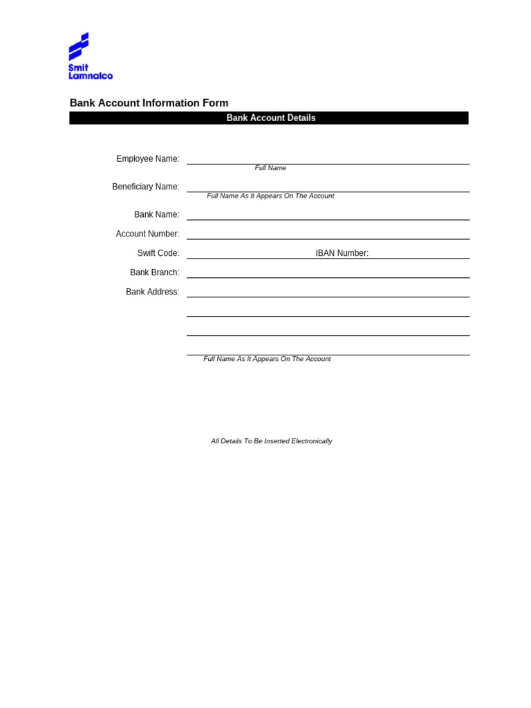 Employee Bank Account Information Form | PDF