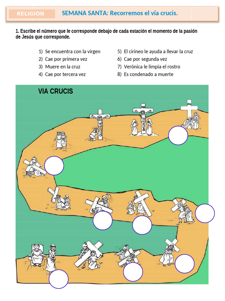 D2 A2 FICHA REL. SEMANA SANTA Recorremos El Vía Crucis. | PDF | Estaciones de la Cruz ...