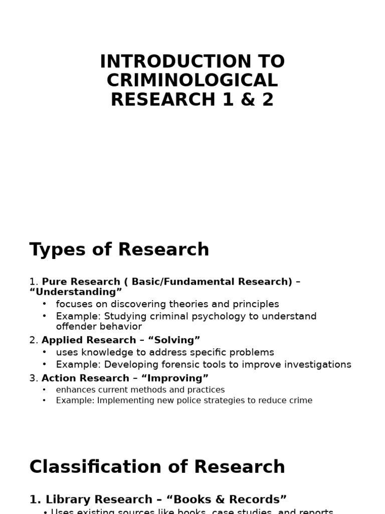 Criminological Research Methods Overview | PDF | Statistics | Sampling ...