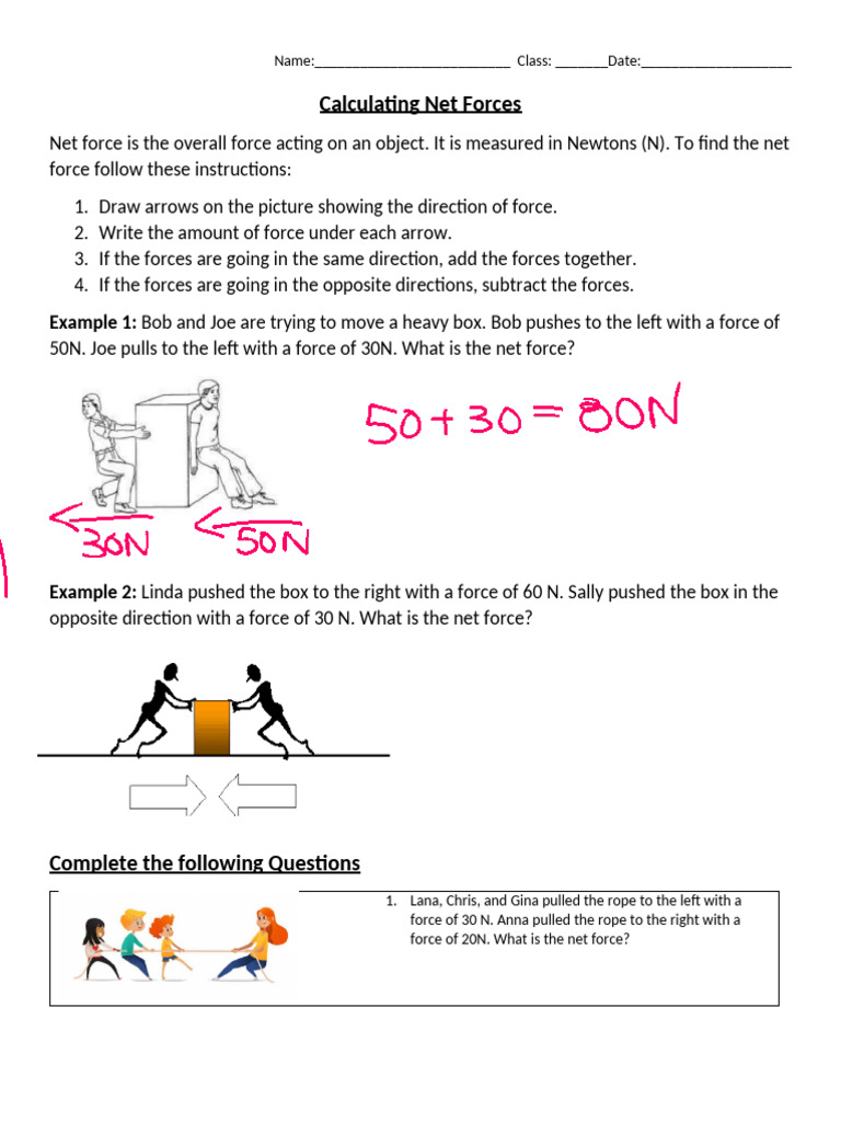 Calculating Net Forces: Example 1 | PDF | Force | Physical Quantities