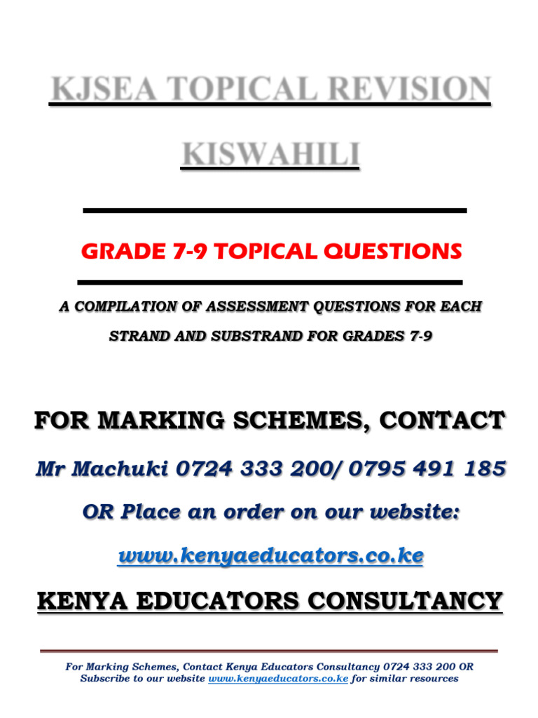 Grade 9 Kjsea Kis Topical Revision New | PDF