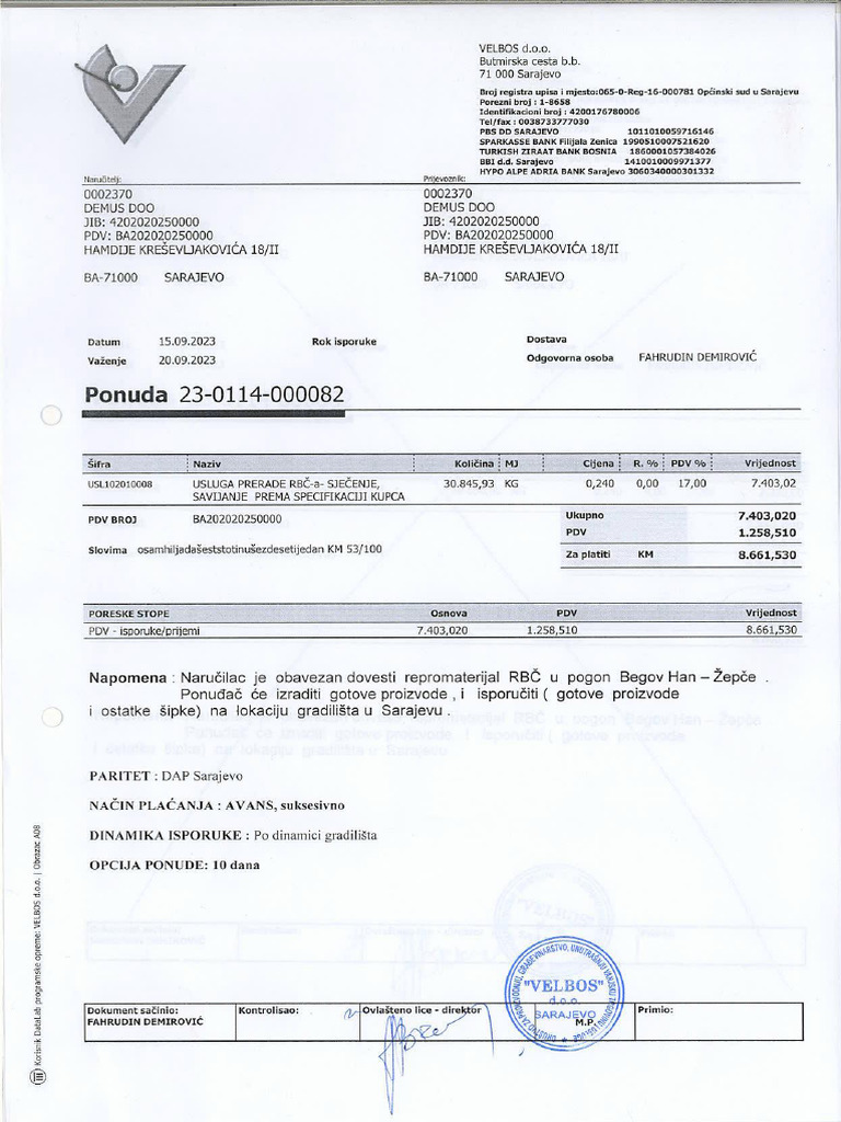 PONUDA DEMUS doo | PDF