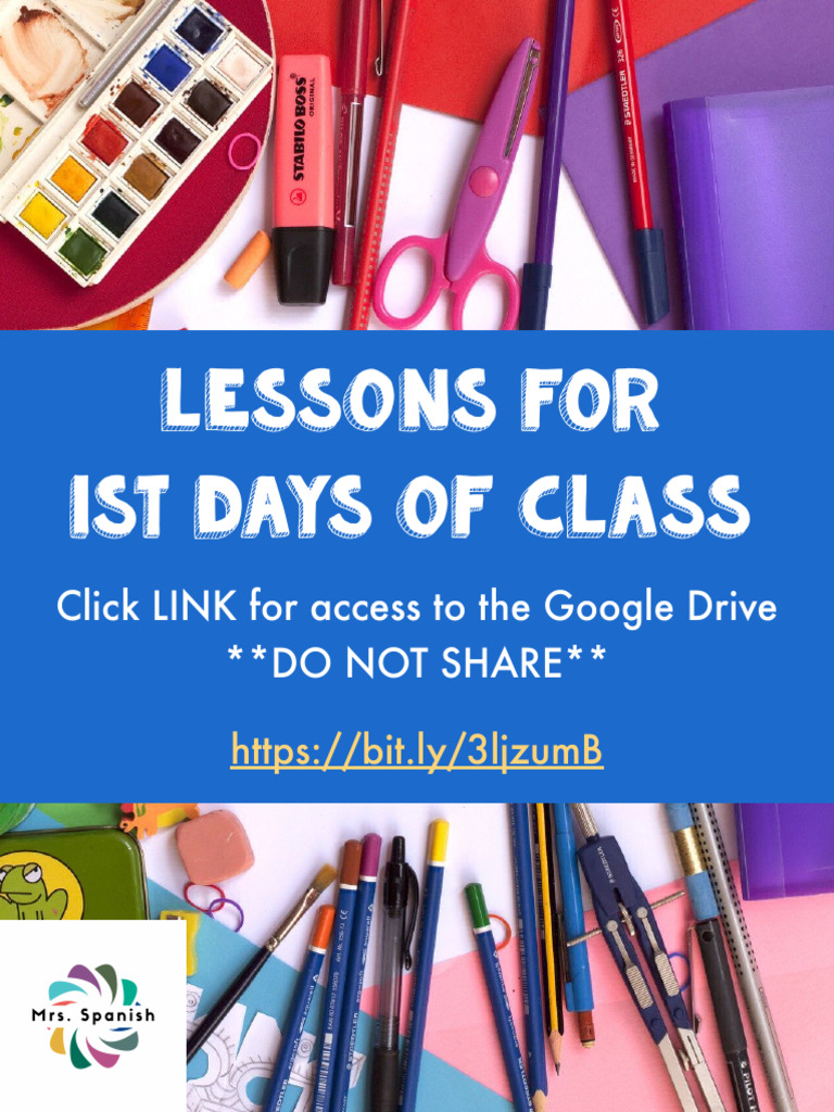 Lessons For 1st Days of Class: Click LINK For Access To The Google ...