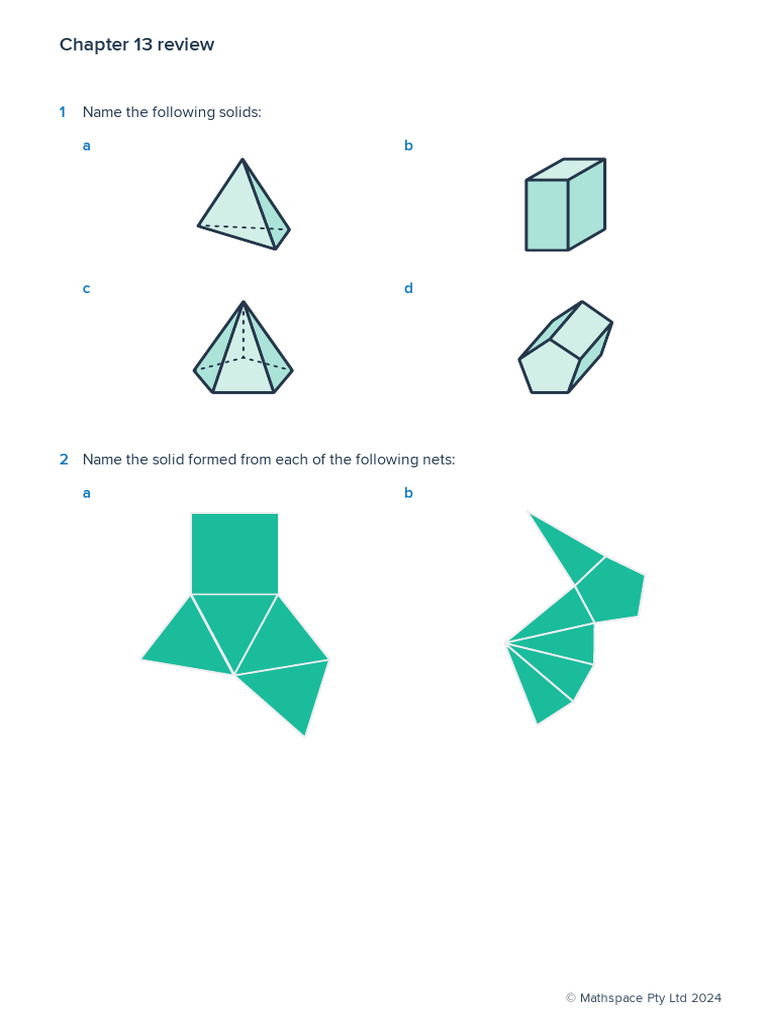 Volume of Solids Review Worksheet | PDF | Length | Volume