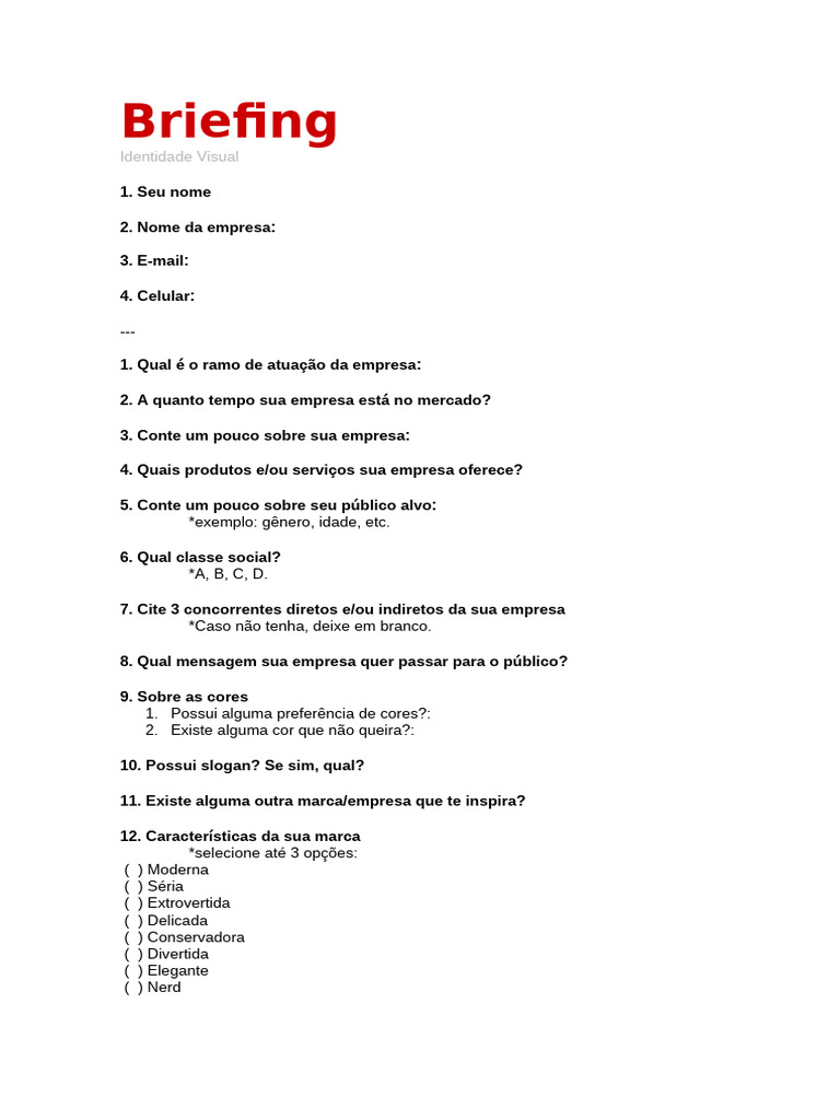 (Briefing) Identidade Visual | PDF