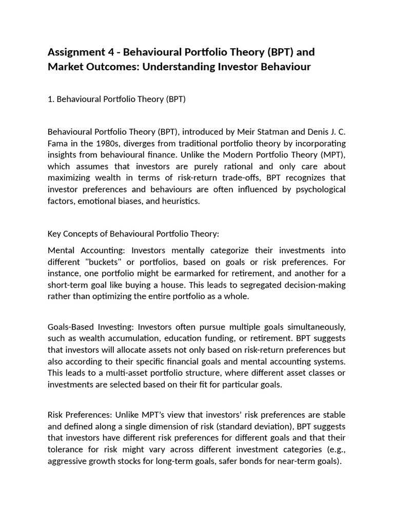 Understanding Behavioural Portfolio Theory | PDF | Modern Portfolio ...