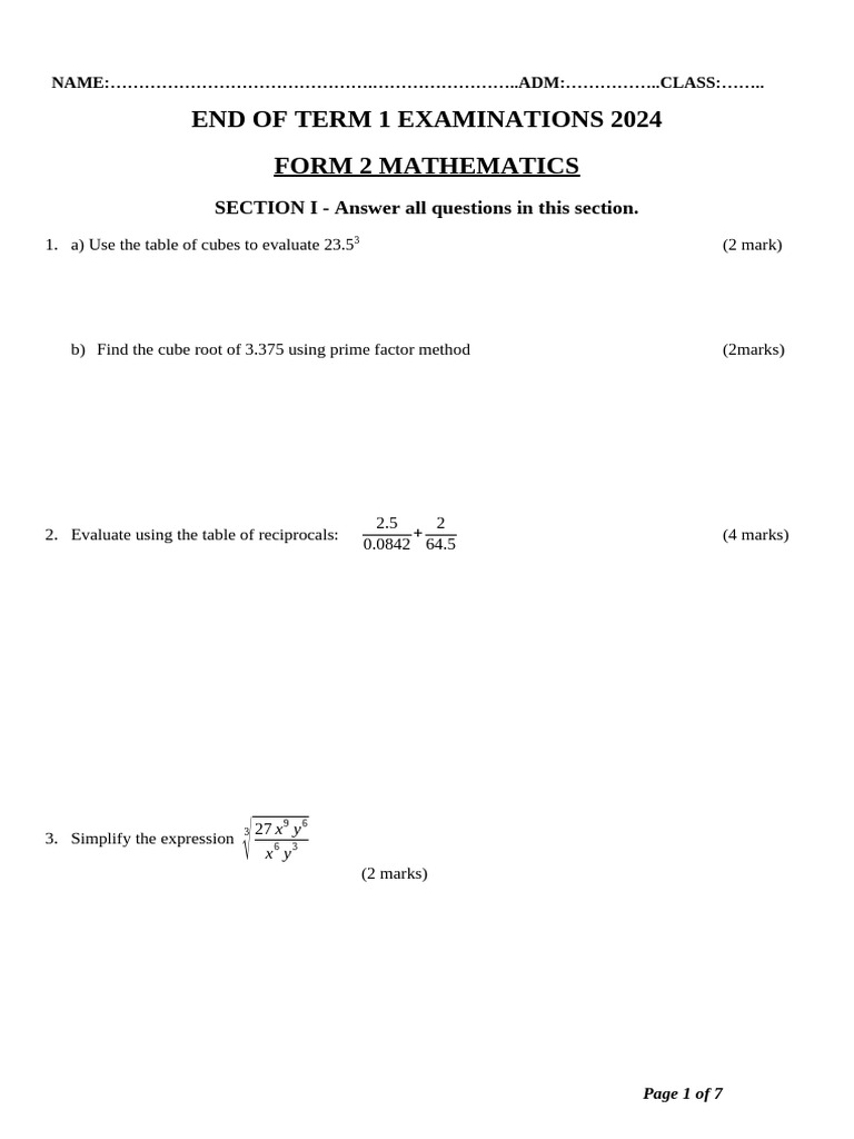 Maths Qns f2 Opener t2 Teacher Co Ke | PDF | Circle | Pound Sterling