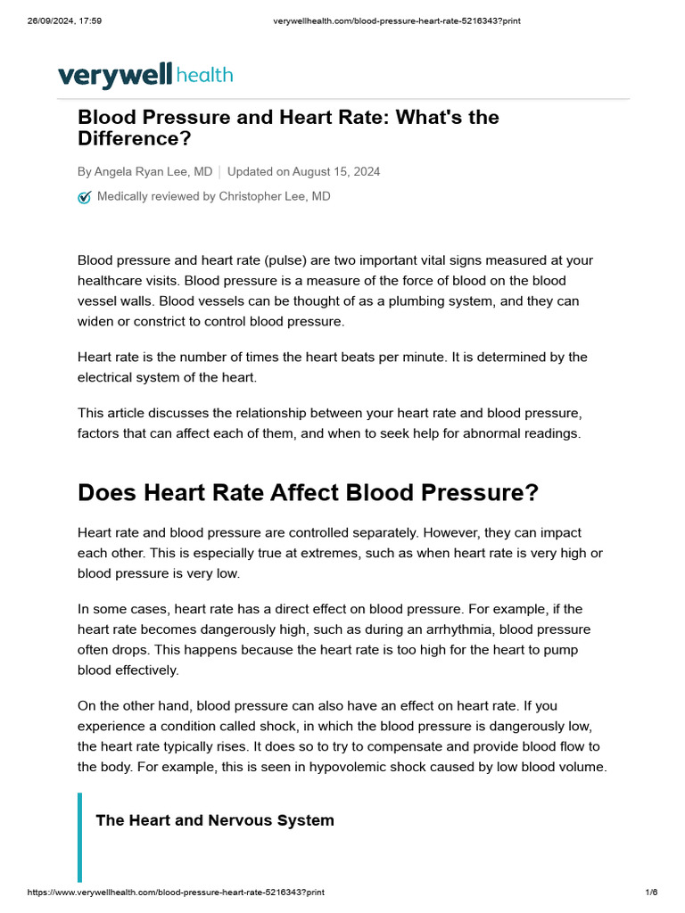 Blood Pressure and Heart Rate_ What's the difference | PDF | Heart Rate ...