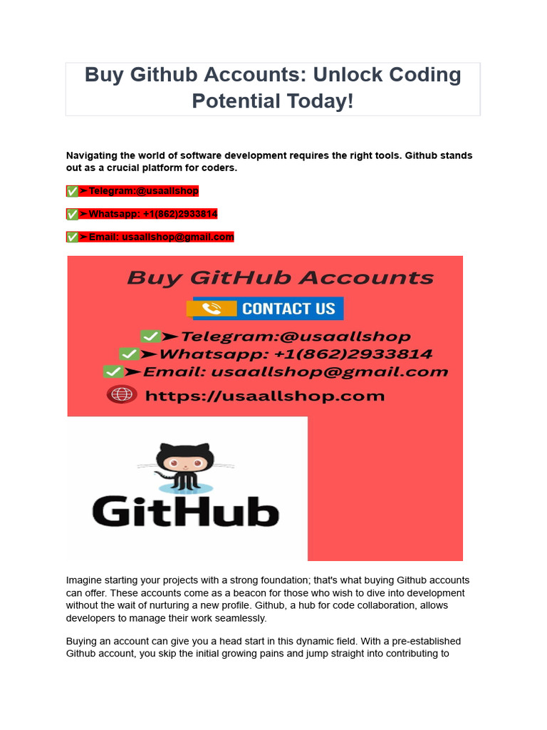 Buy Github Accounts - Unlock Coding Potential Today | PDF | Computer Security | Security