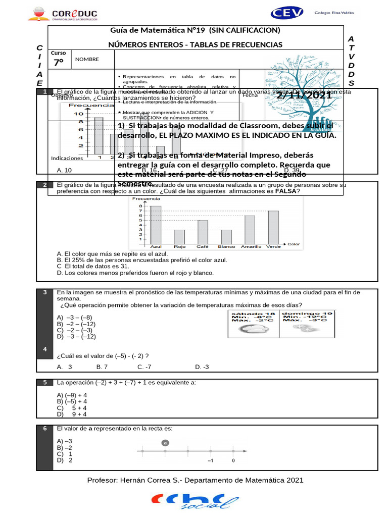 GUÍA_19_7°basico_Matematica_2021. | PDF | Color