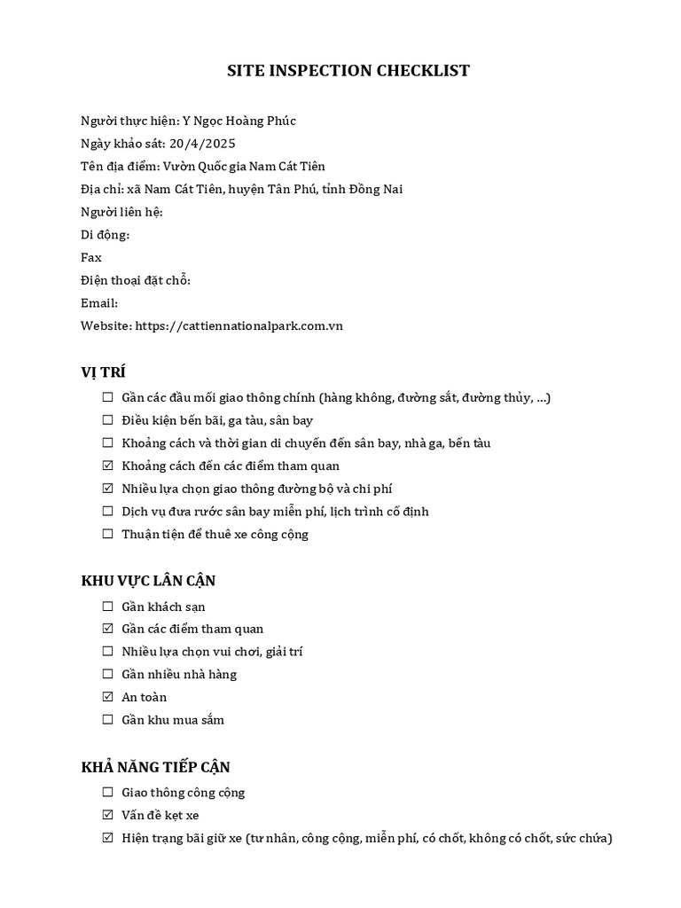 Site Inspection Checklist | PDF