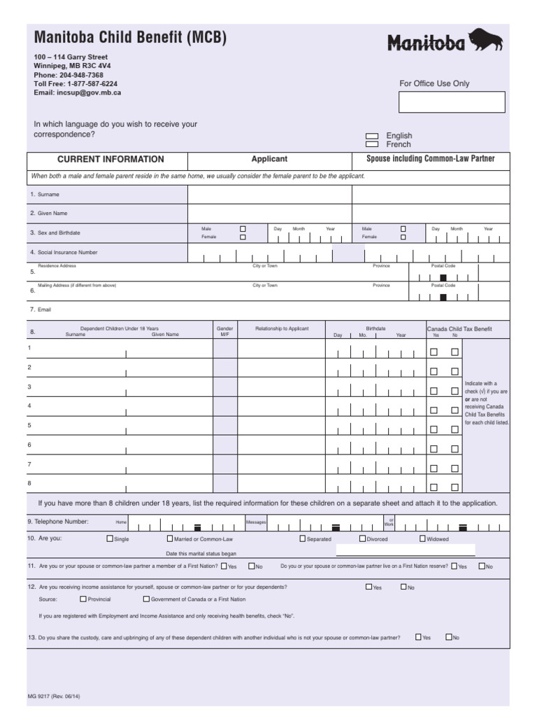 Manitoba Child Benefit Application Guide | PDF | Taxes | Social ...