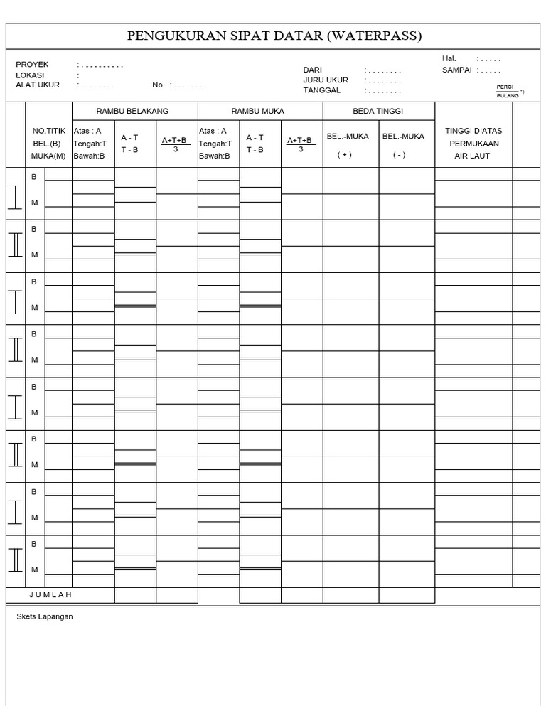 Formulir Pengukuran Waterpass | PDF