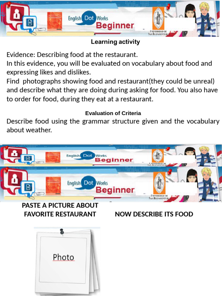 Food Descriptions for Restaurant Evaluation | PDF