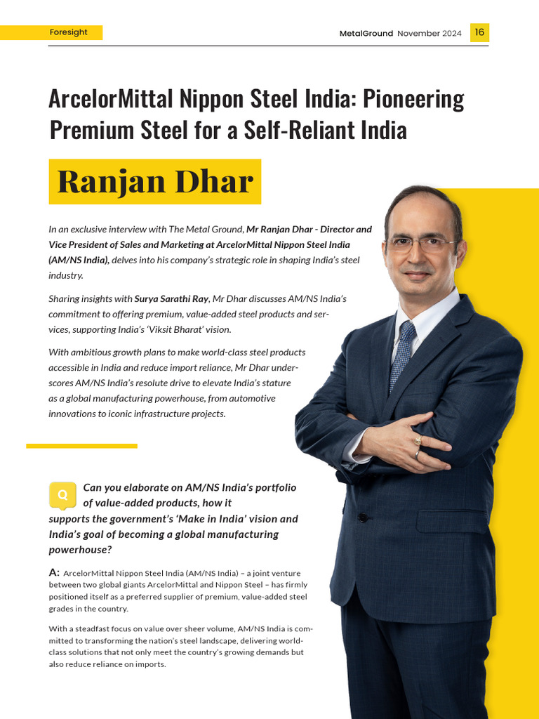 Interview With MR Ranjan Dhar of AMNS India 1732802568 | PDF | Steel | Dumping (Pricing Policy)