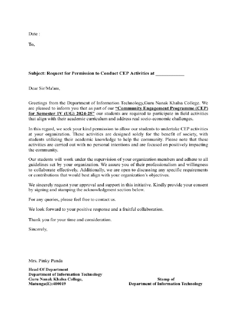 CEP Permission Letter 201 | PDF
