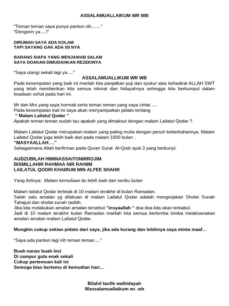 Teks Pidato Adek | PDF