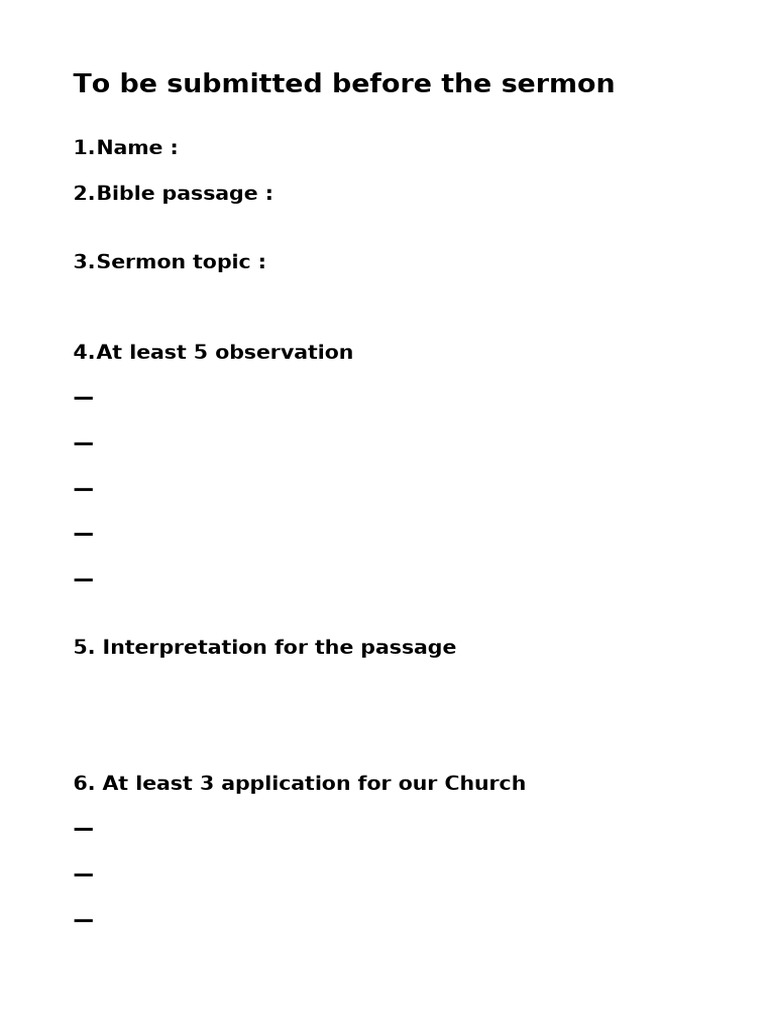 Sermon Preparation Template | PDF