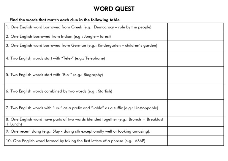 Word Origins and Combinations Quiz | PDF