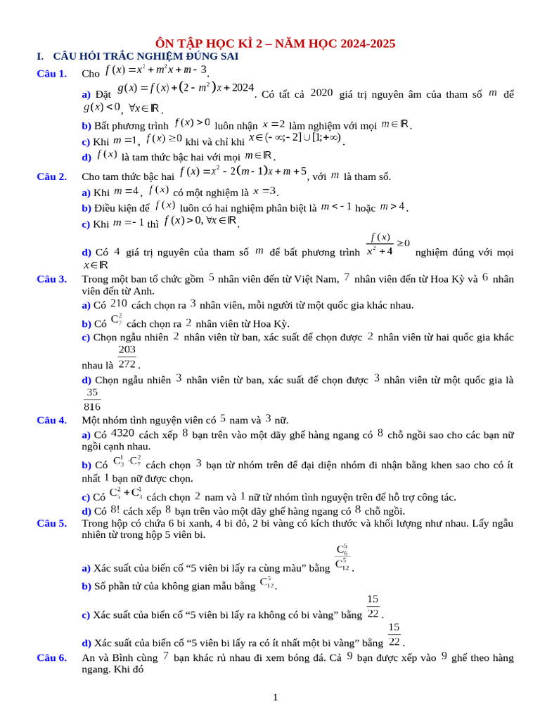Ôn tập HK2 LTV. hs | PDF