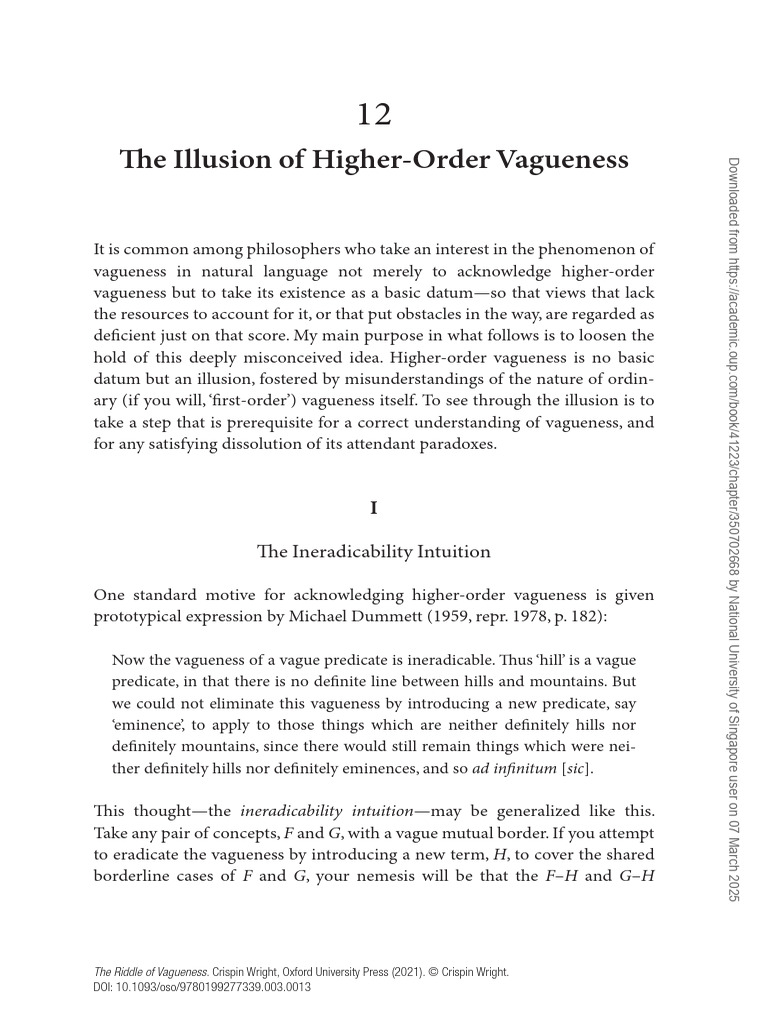 12 The Illusion of Higher-Order Vagueness | PDF | Vagueness | Logic