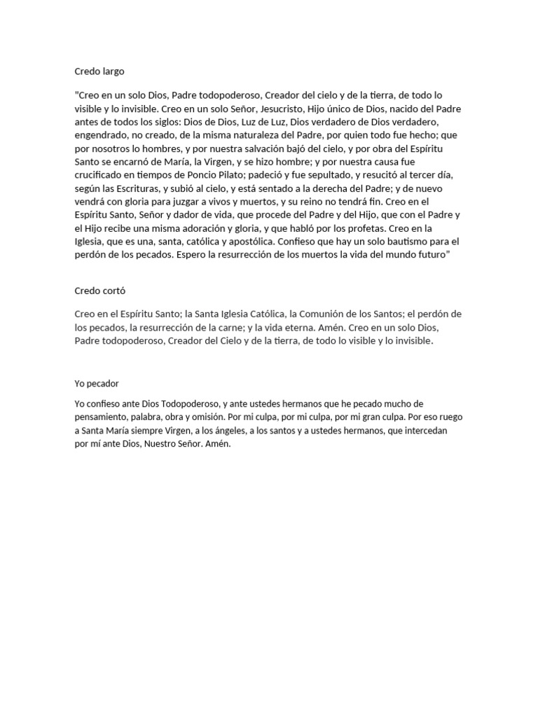 Credo Católico: Largo y Corto | PDF