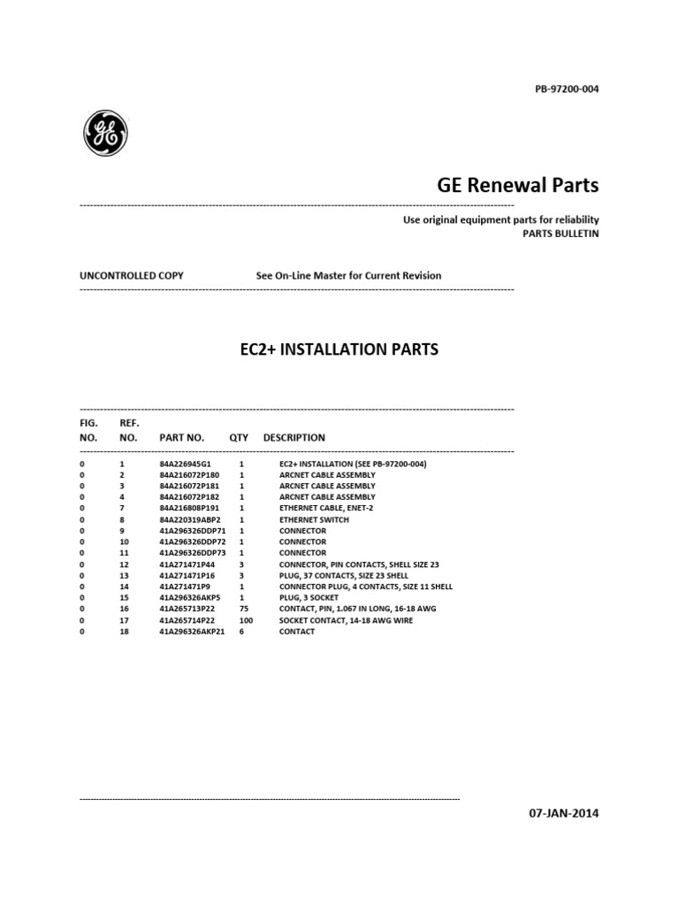 Pb-97200-004ec2 Installation Parts | PDF | Electrical Connector | Equipment