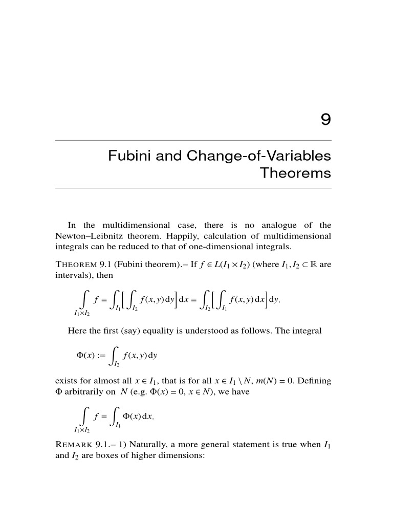 Integral and Measure From Rather Simple To Rather ... - (9 Fubini and ...