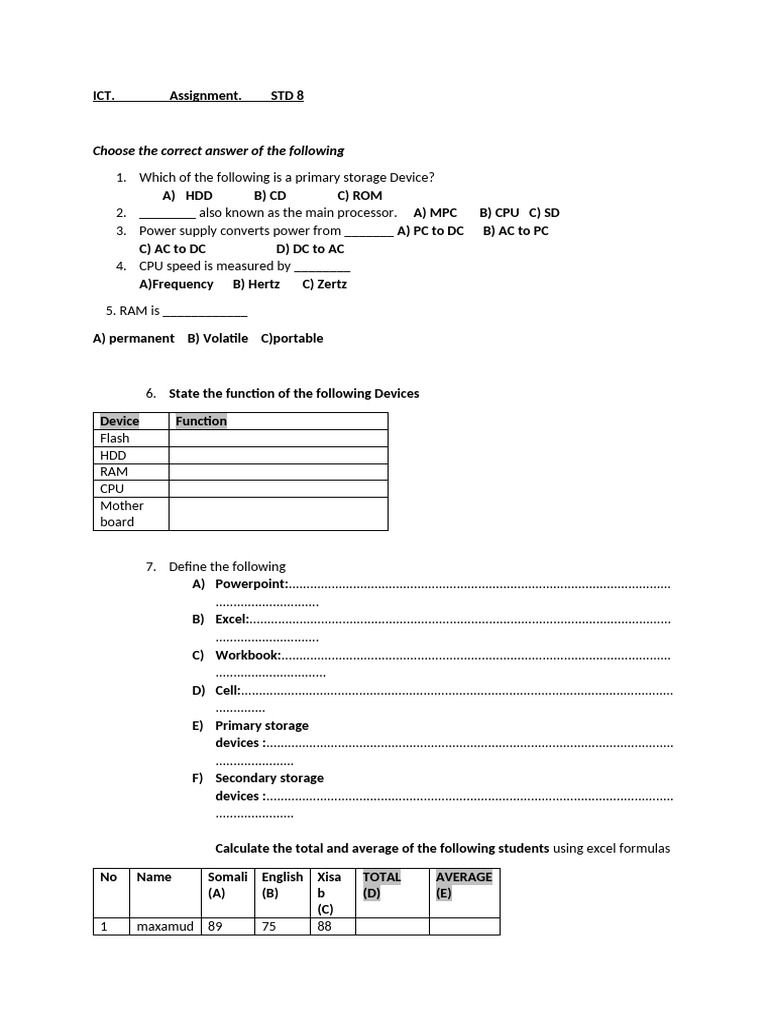 ICT 8 Assignment | PDF