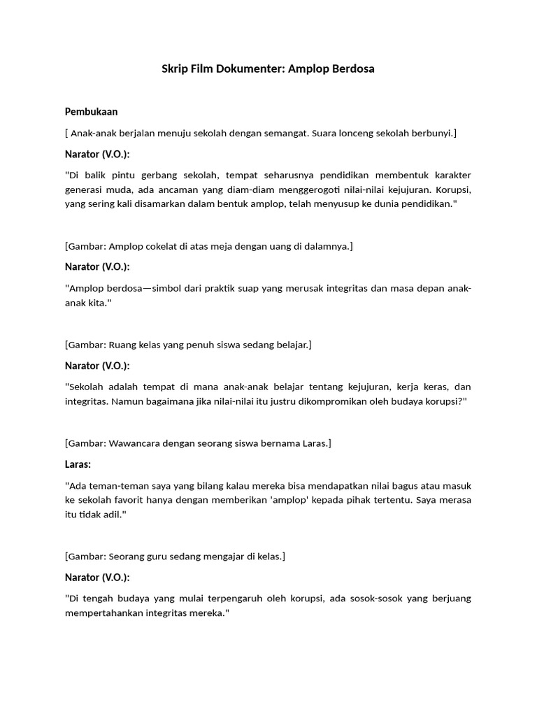 Skrip Film Dokumenter Antikorup | PDF