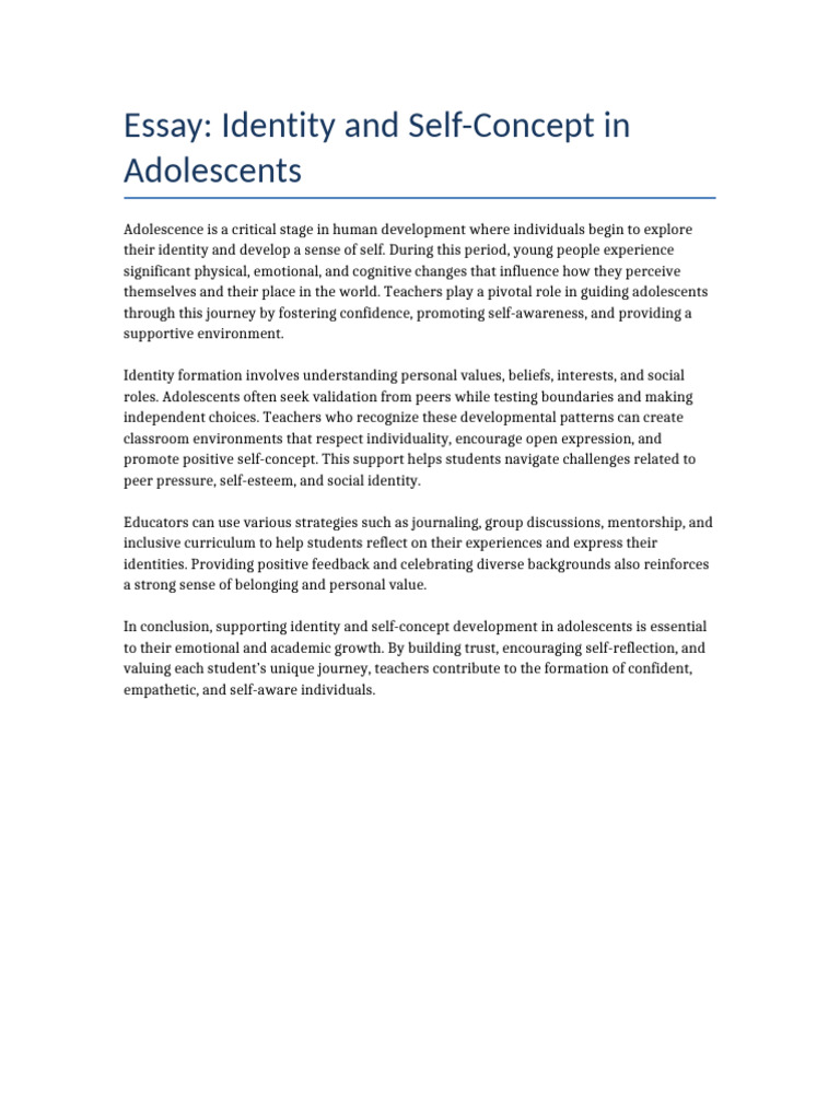 Adolescent Identity and Self-Concept Development | PDF