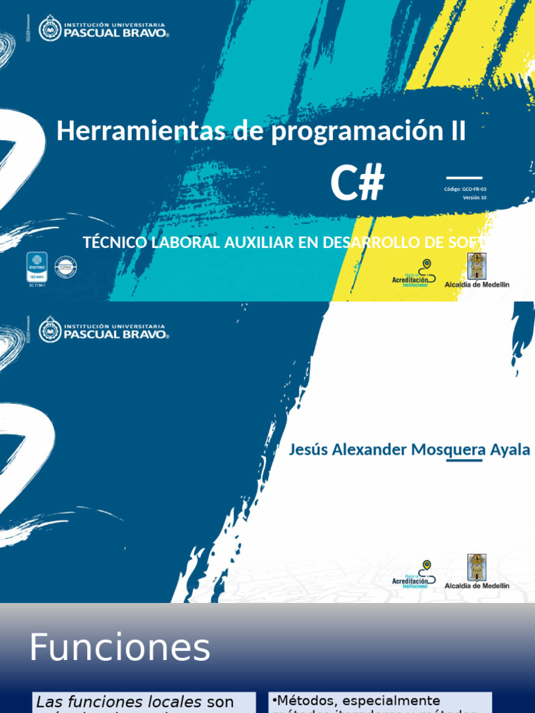 Herramientas de Programación II- FUNCIONES C# - Copia - Copia | PDF | C ...
