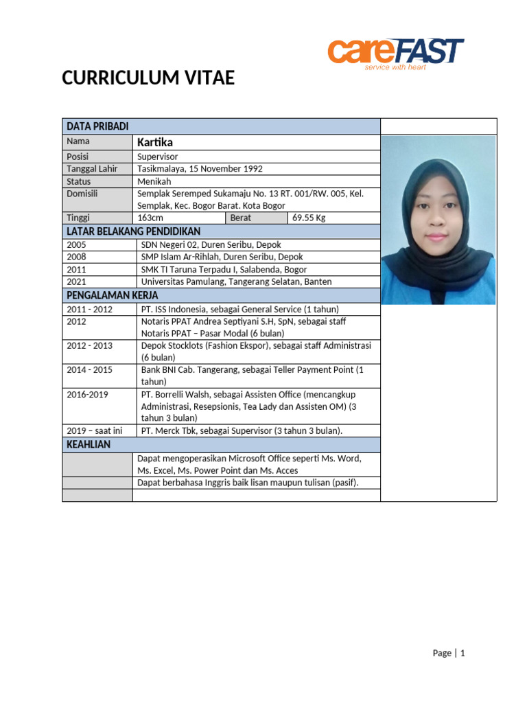 CV Kartika 1 | PDF