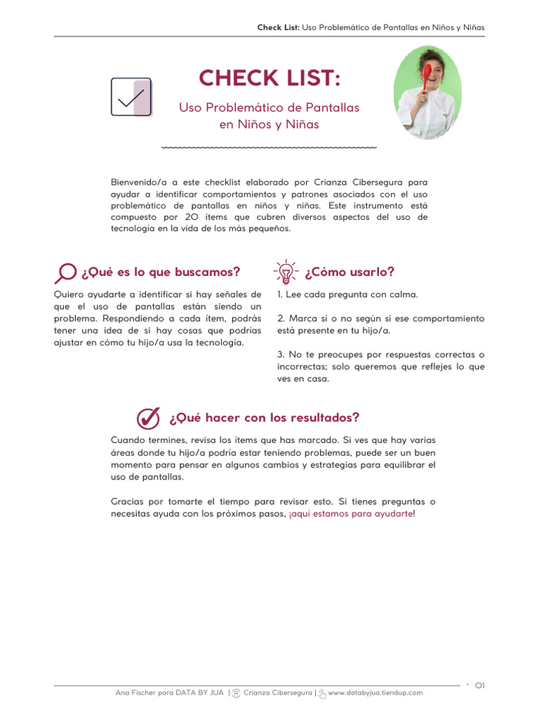 Check List 20 Signos Uso Problematico de Pantallas. Ana Fischer | PDF