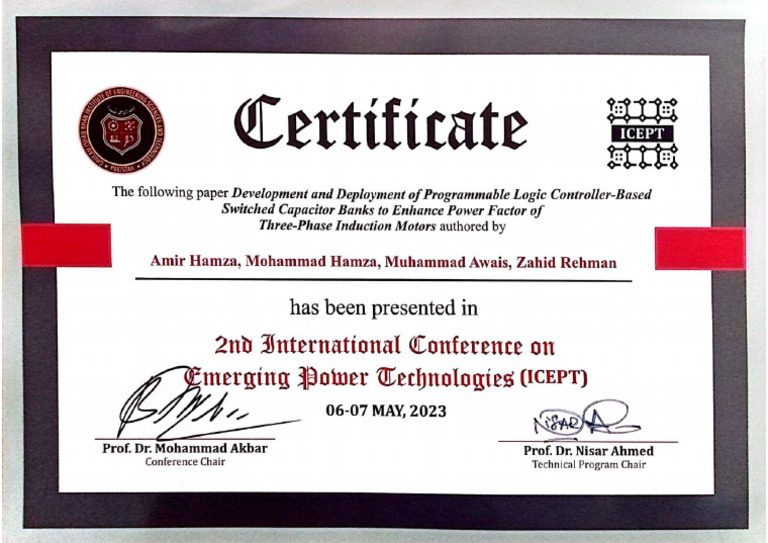 ICEPT Conference Certificate | PDF