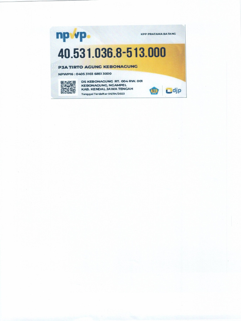 NPWP P3A | PDF