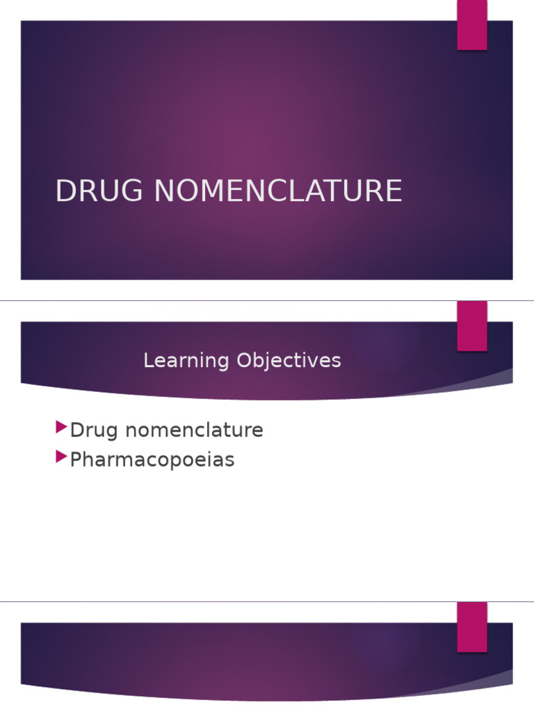 Drug Nomenclature | PDF