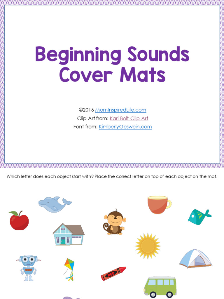 Beginning Sounds Alphabet Cover Mats | PDF