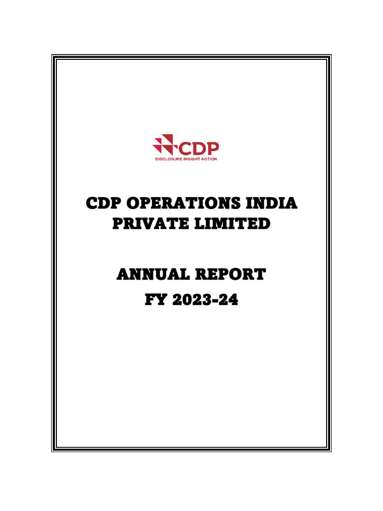 CDP Operations India Annual Report 2023-24 | PDF | Securities (Finance ...