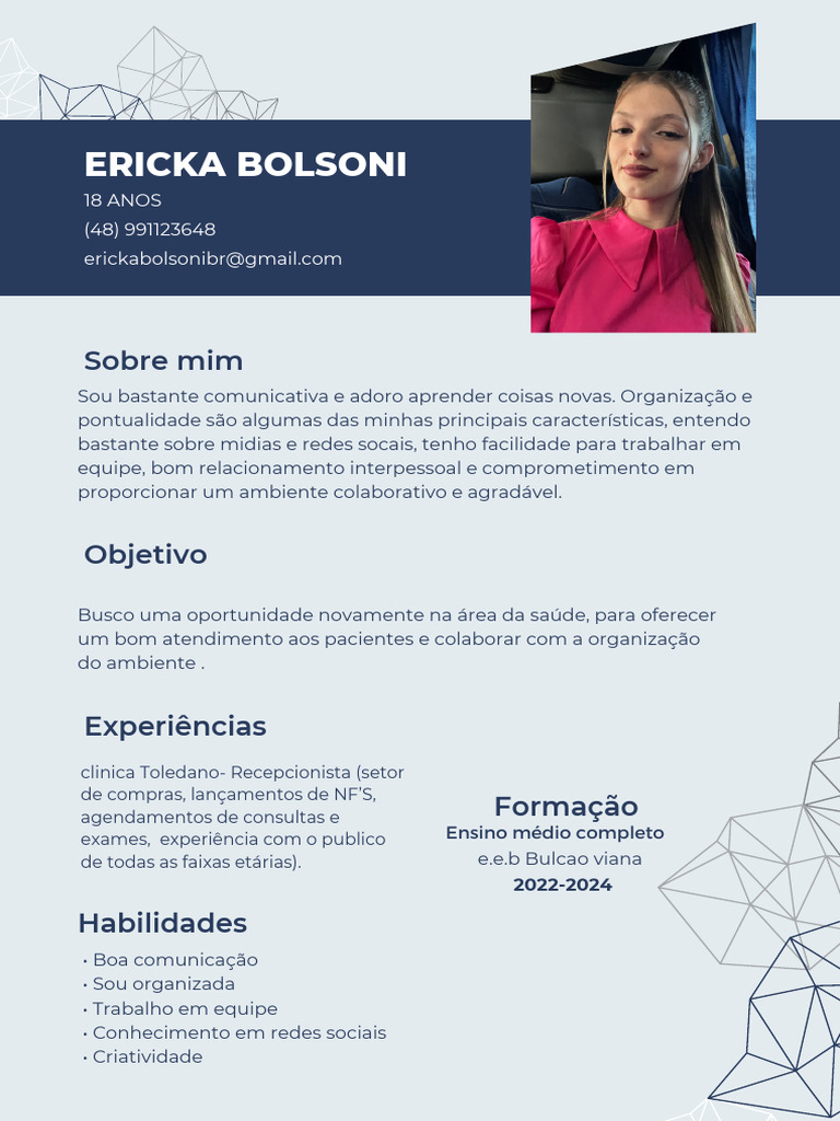 Currículo de Ericka Bolsoni - Saúde e Comunicação | PDF