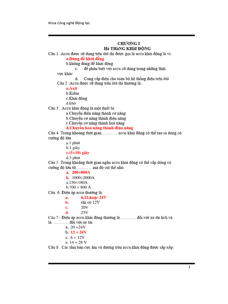 ngan-hang-cau-hoi-trac-nghiem-mon-he-thong-dien-dien-tu-o-to-truong-da-135722 | PDF