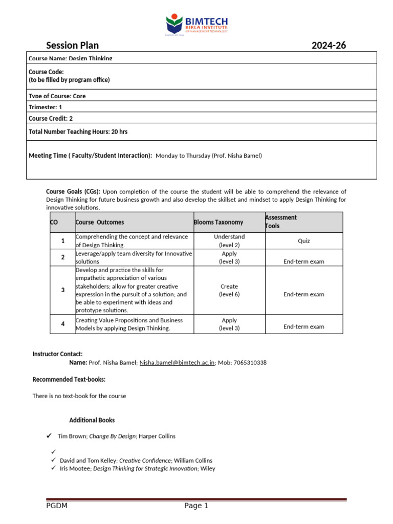 DT Session Plan - 24-26-9-Jul-2024 | PDF | Plagiarism | Design Thinking